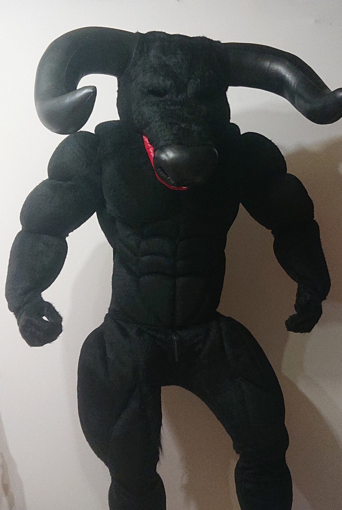Minotaur fursuit with muscle fur suit black bull costume | Etsy