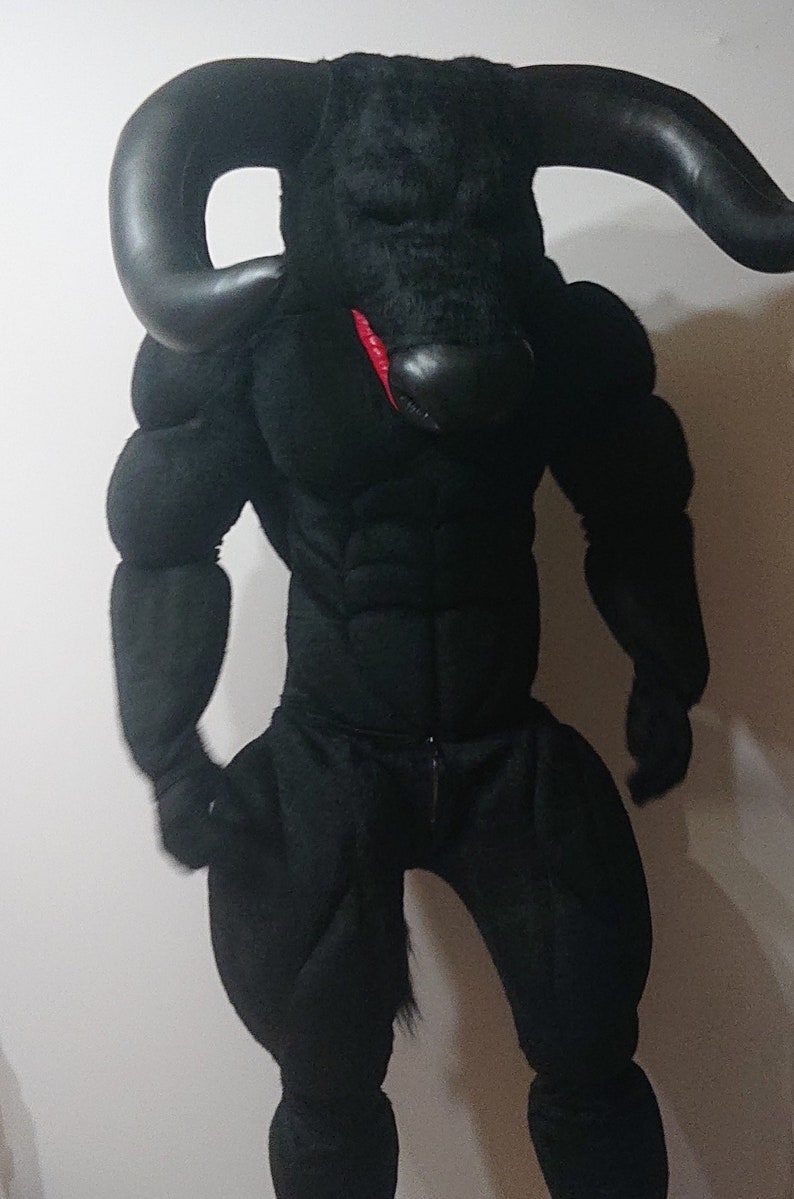 Minotaur fursuit with muscle fur suit black bull costume | Etsy