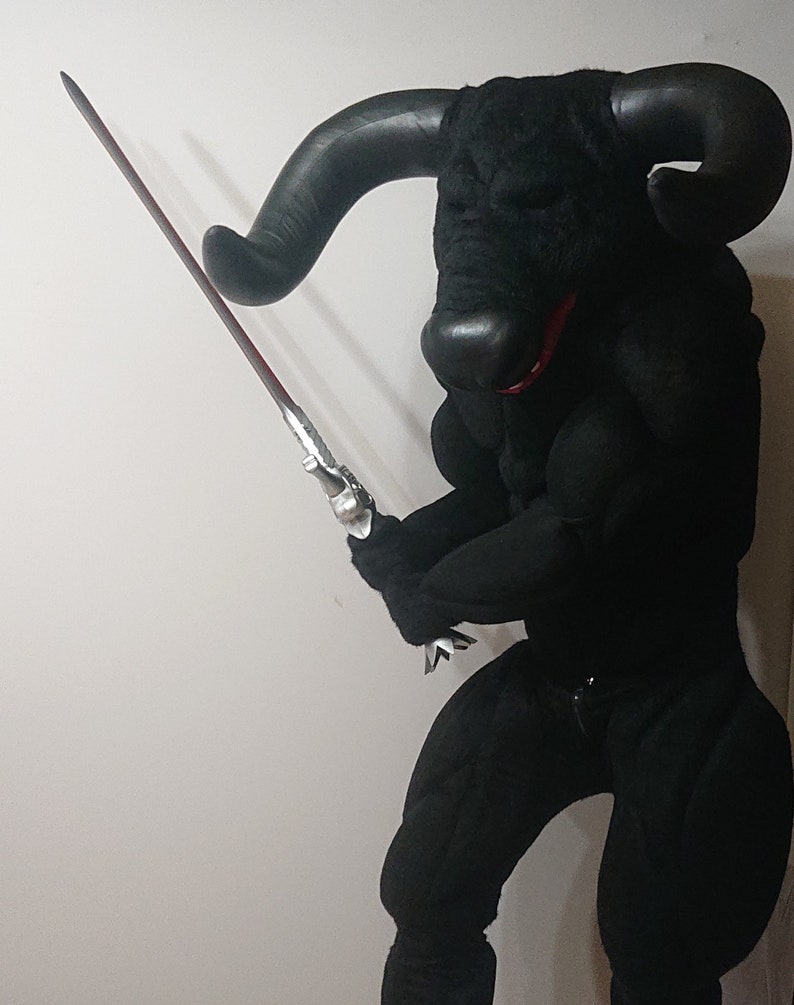 Minotaur fursuit with muscle fur suit black bull costume | Etsy