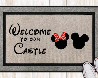 Personalized Kissing Mickey and Minnie Doormat Welcome Mats - Etsy