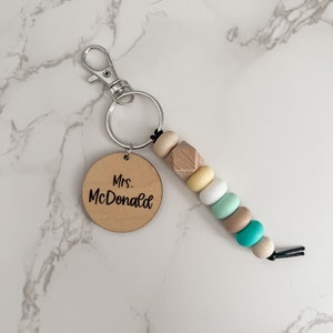 Custom Teacher Pencil Beaded Keychain // Teacher Gift // Teacher ...