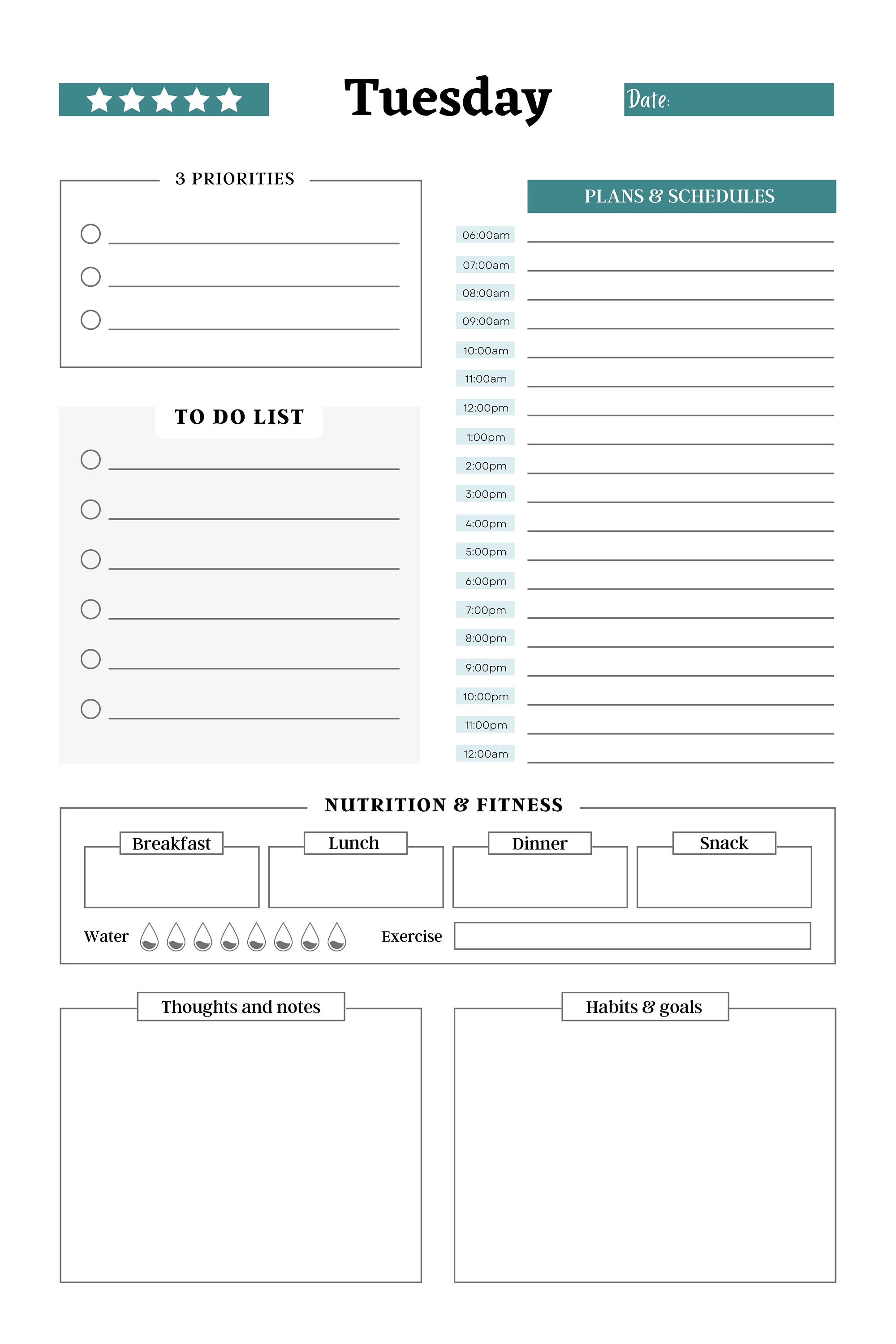 Daily Planner 7 Template | Printable & Editable PDF - Etsy
