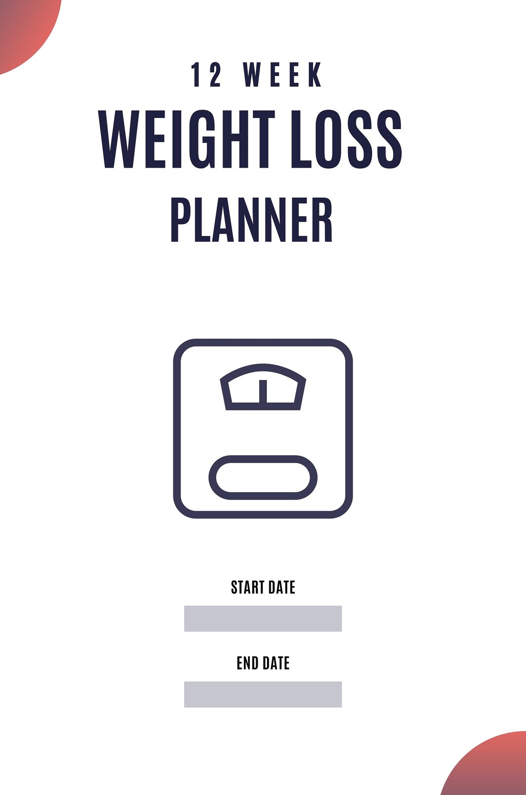 12 Week Weight Loss Planner Template | Printable & Editable PDF - Etsy