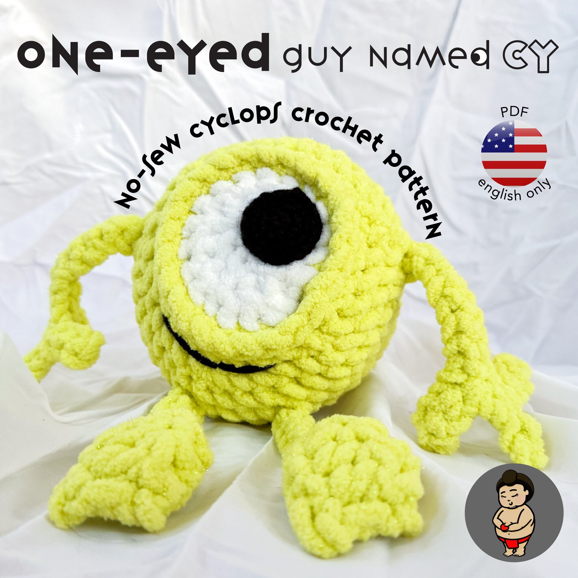 Cyclops Monster Amigurumi Crochet Pattern: Chunky Yarn, No-sew (PDF ...