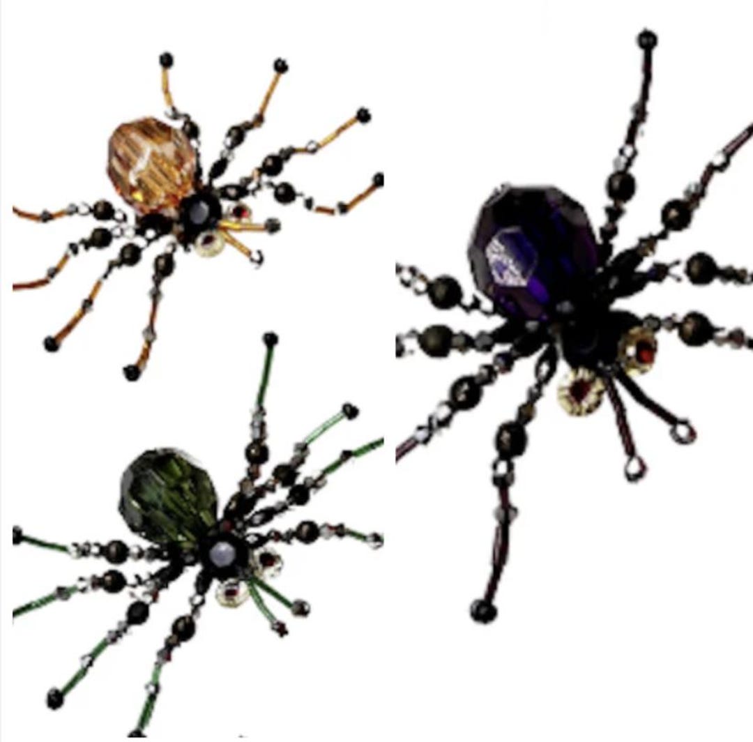 3 Pc Beaded Faceted Ornate Spiders With Crystal Eyes Clip - Etsy