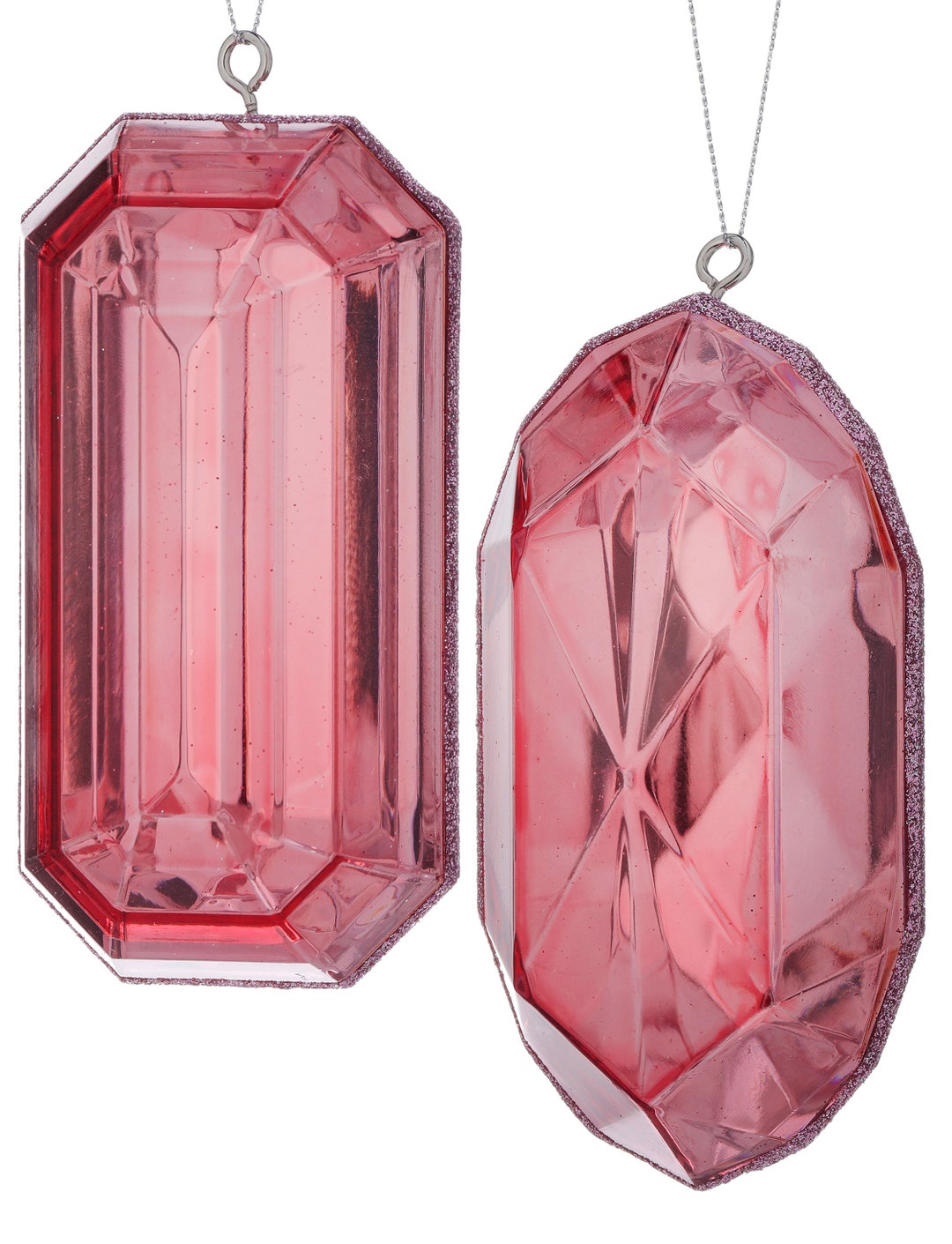2 Pc Set Pink Gem Party Decorations-or Emerald Cut Ornaments, 5 Inch ...