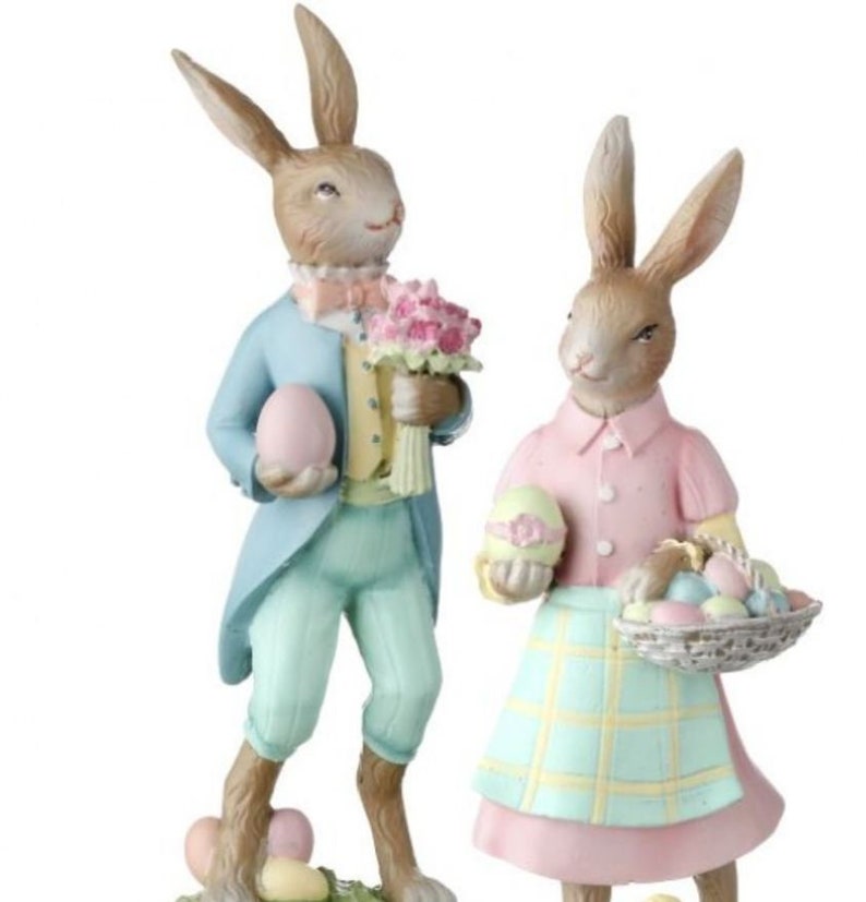 Resin Vintage Dress Rabbit 5 Easter Rabbit White Home Table Accent ...