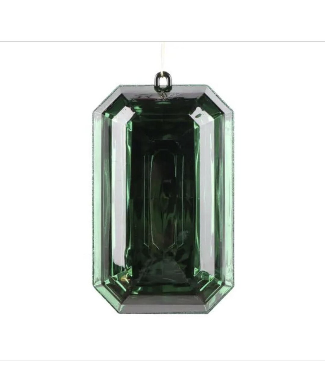 9" Emerald Green Rectangle Jewel, Christmas Jewel Ornament, Green Gem ...