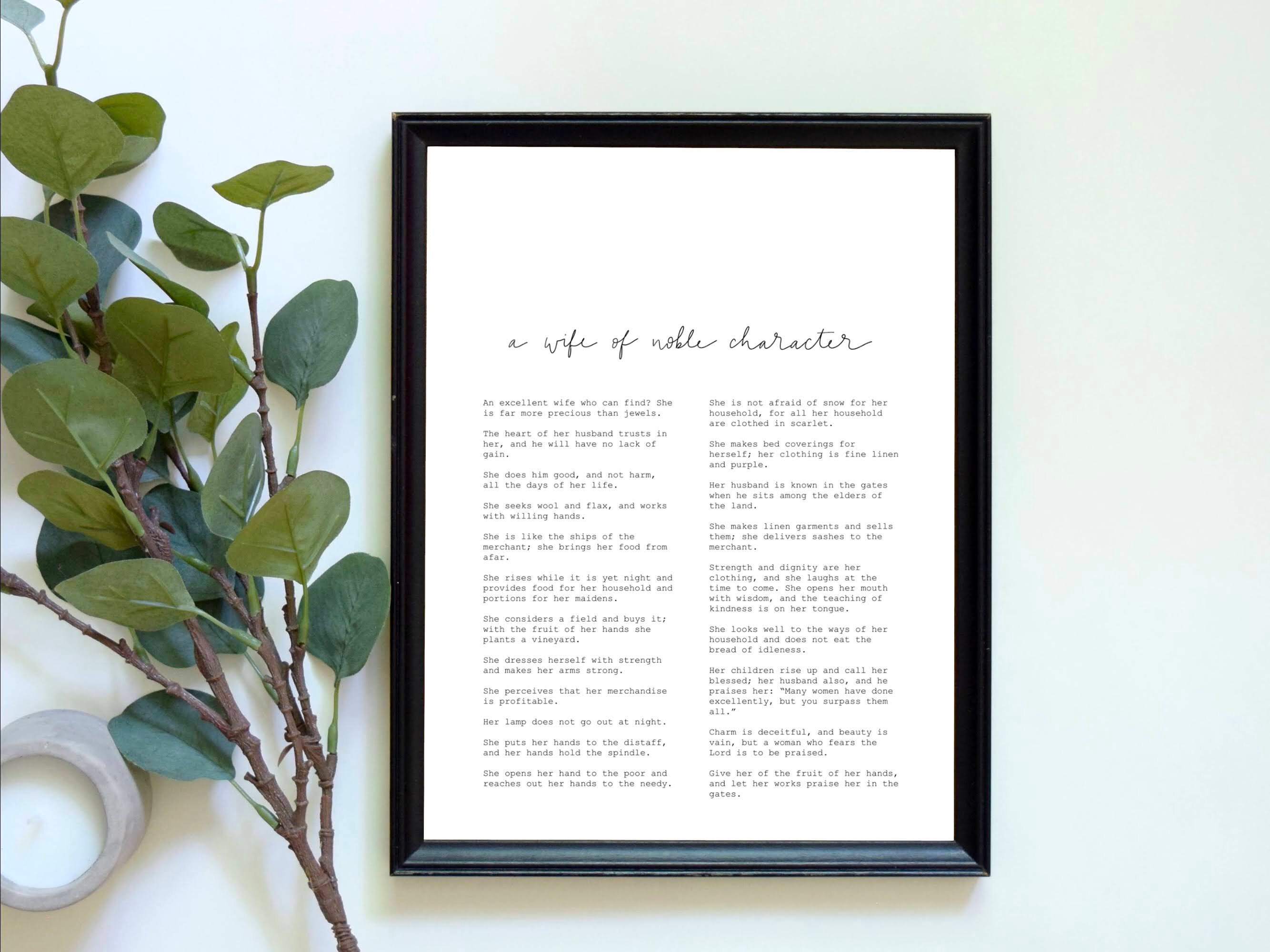 PROVERBS 31 ESV Translation, Wife of Noble Character Print, Scripture ...