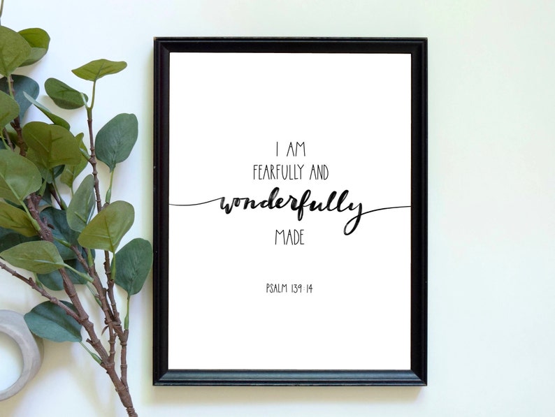 WONDERFULLY MADE, Psalm 139:14, Scripture Wall Art, Digital Download ...