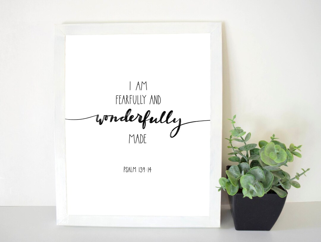 WONDERFULLY MADE, Psalm 139:14, Scripture Wall Art, Digital Download ...