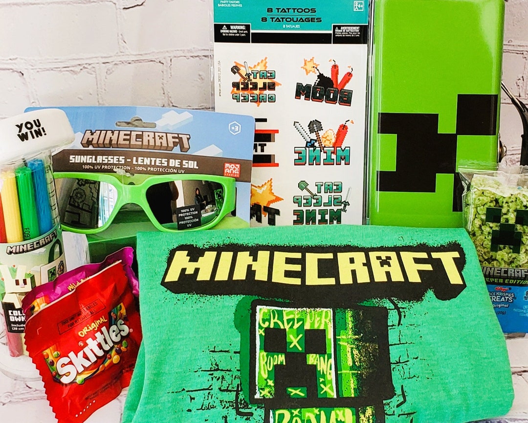 Minecraft Gifts for Kids! Minecraft Gift Basket W/a Creeper T-shirt ...