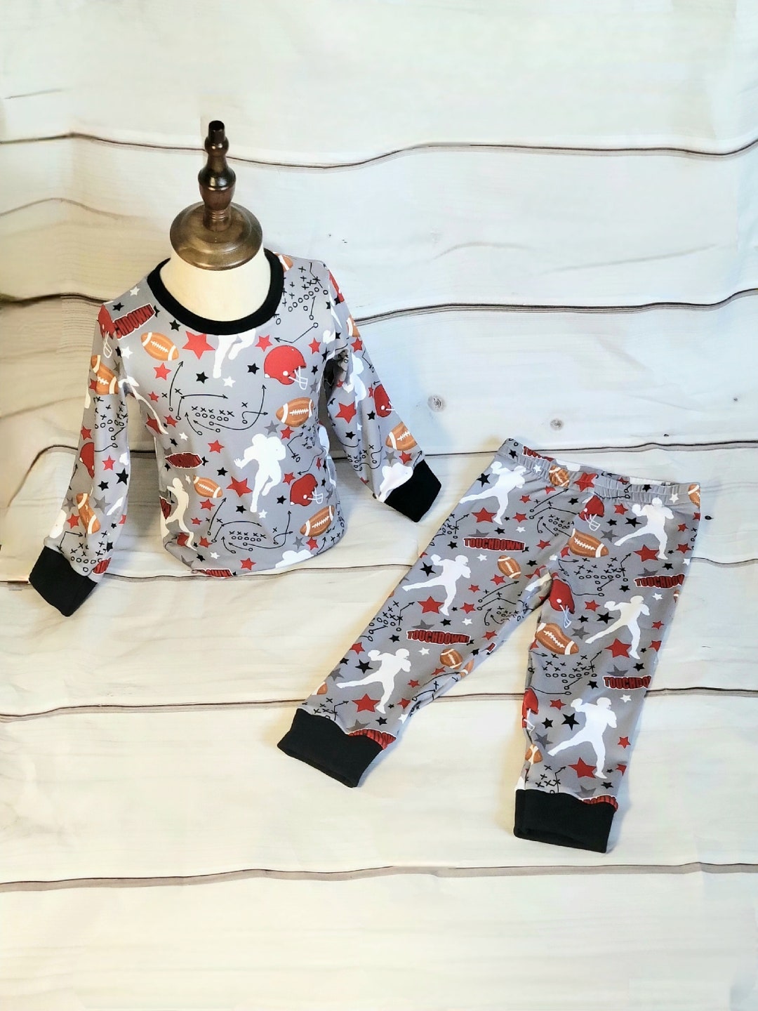 American Football Pajamas Red and Gray Sports-theme Baby - Etsy