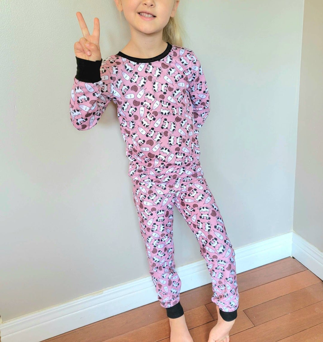Cow Pajamas: Light Pink Milk & Cookies Pjs, Farm Animal Party - Etsy
