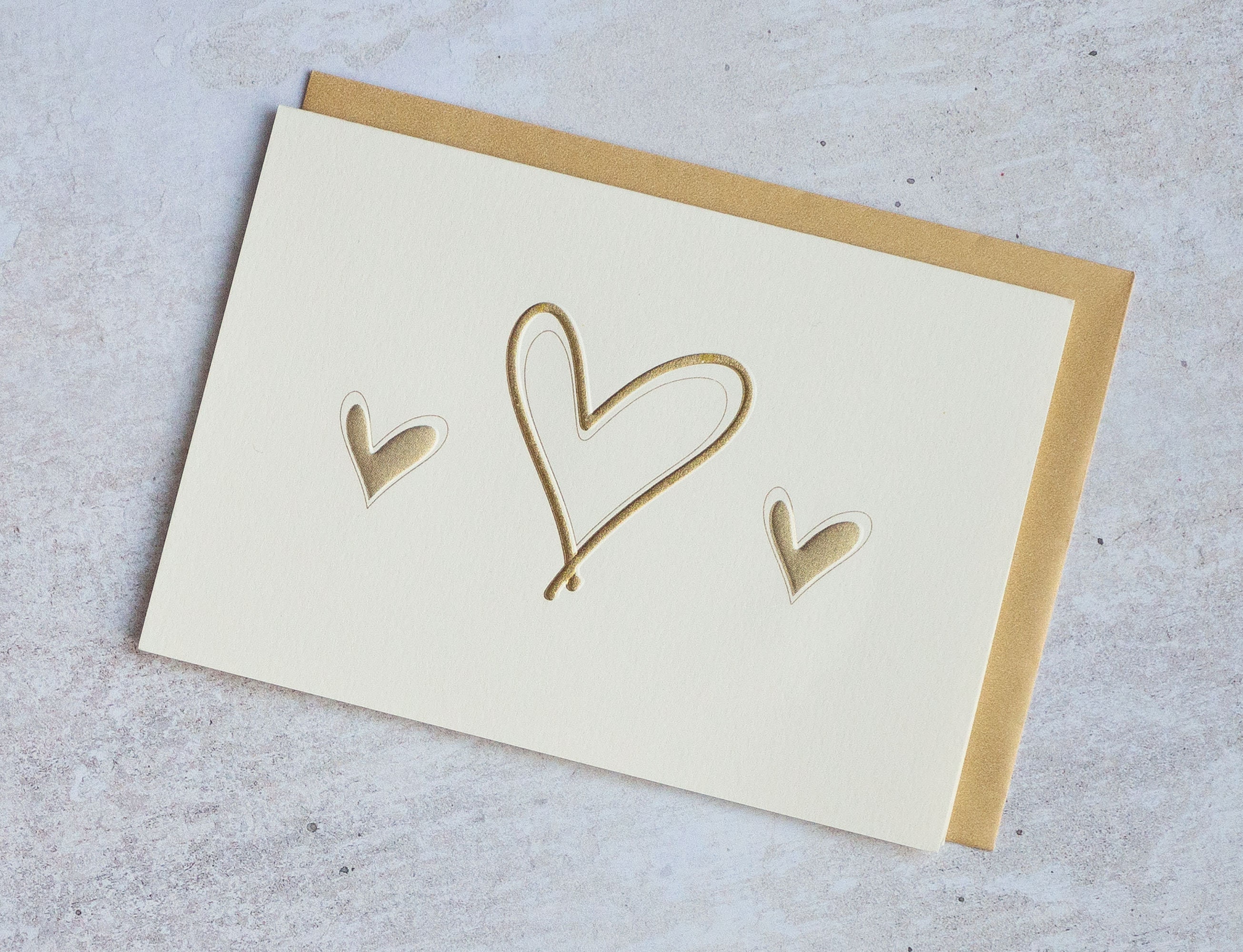 Luxury Gold Hearts Greeting Card - Classic Cream With Emboss and ...