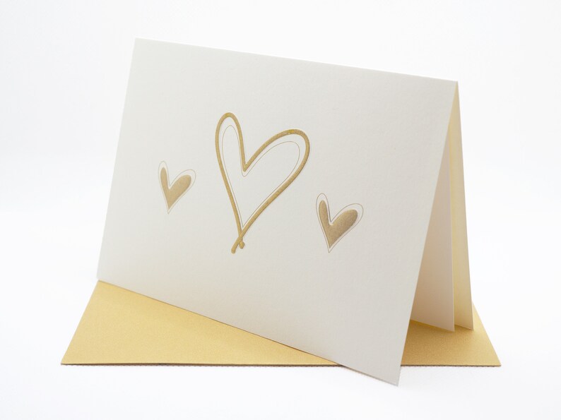 Luxury Gold Hearts Greeting Card - Classic Cream With Emboss and ...