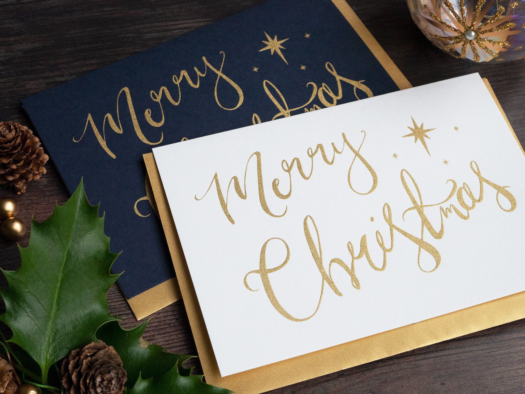 10 Luxury Christmas Cards With Gold Envelopes royal Navy & - Etsy UK