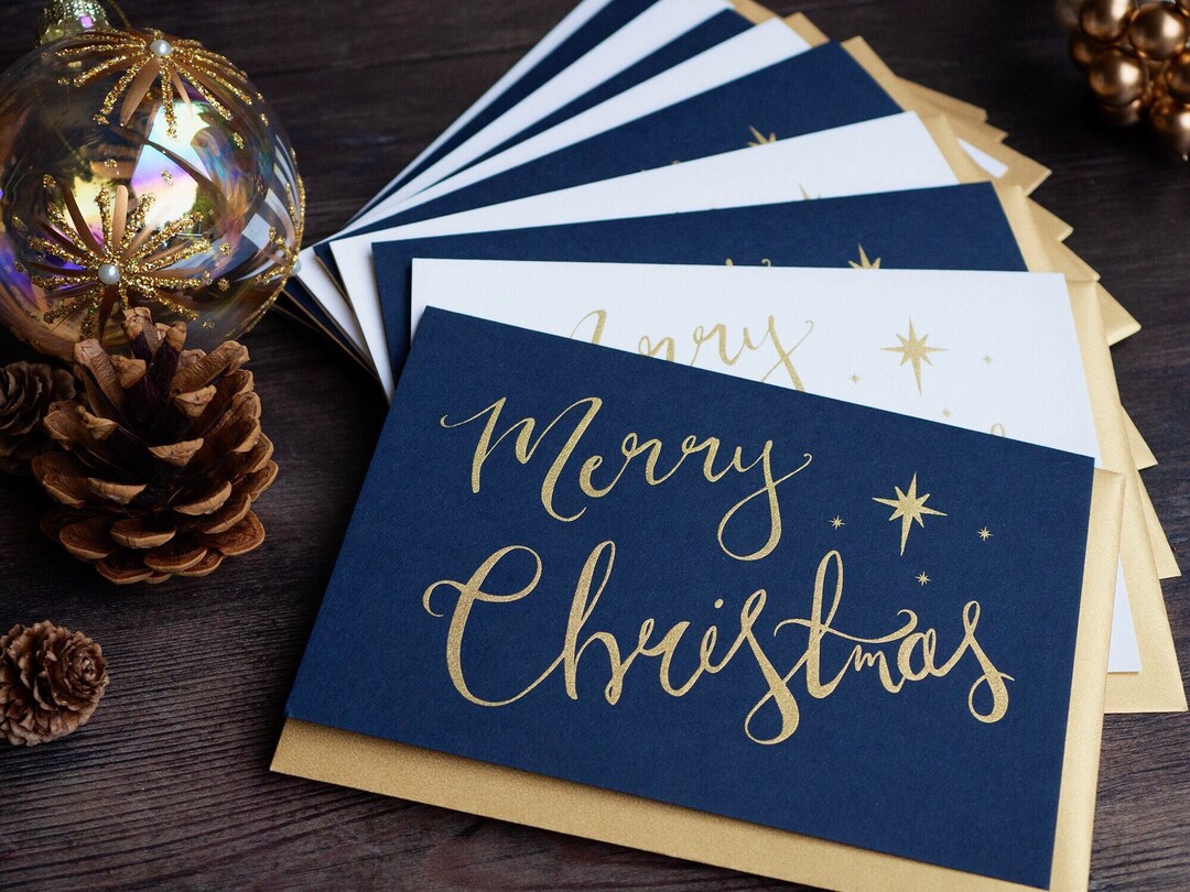 10 Luxury Christmas Cards With Gold Envelopes royal Navy & Snow White ...