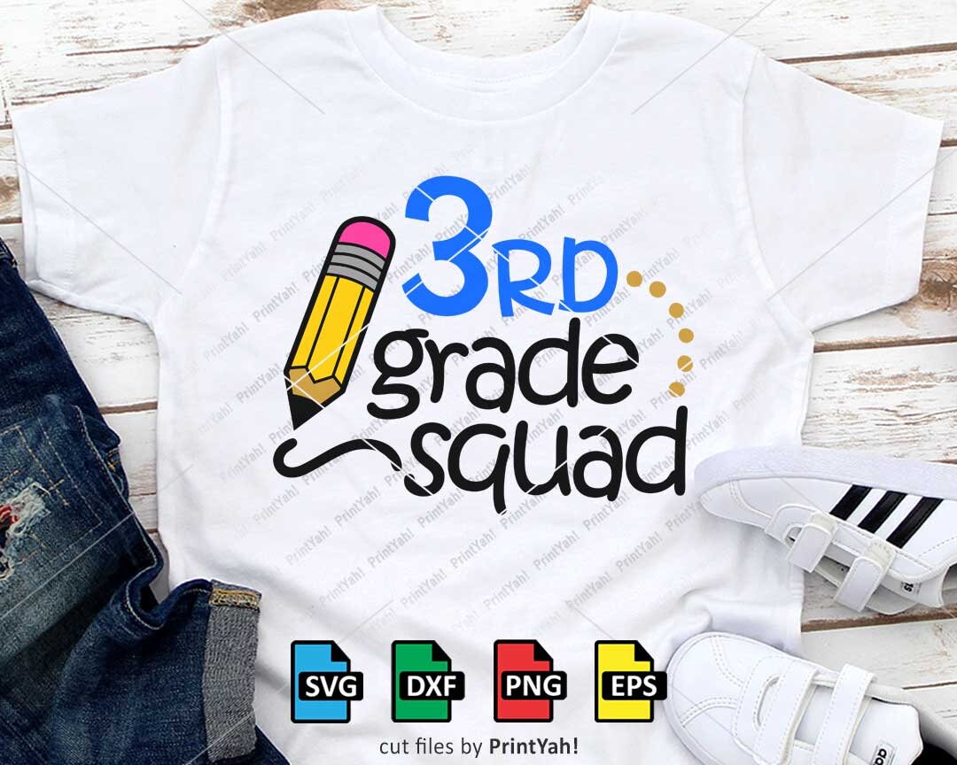 Third Grade Squad Svg, 3rd Grade Svg, Back to School Svg, Teacher Svg ...