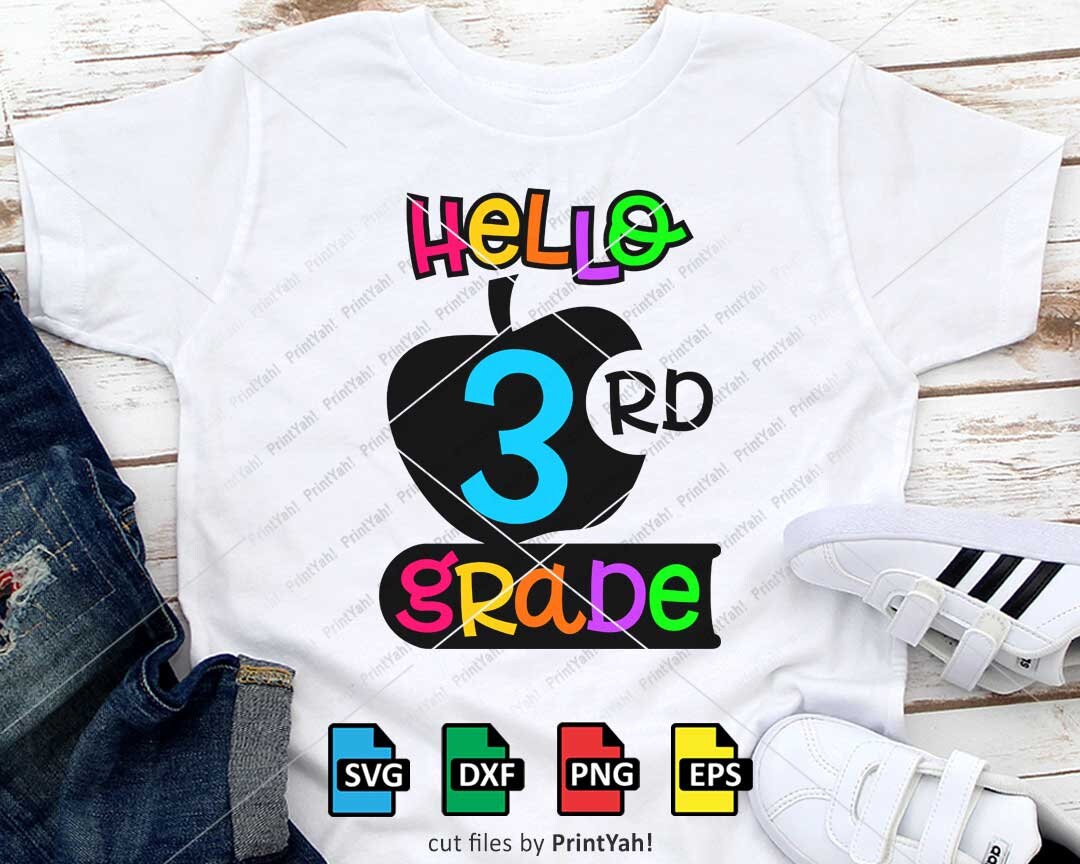 Hello Third Grade Svg, Png, 3rd Grade Svg, Back to School Svg, Teacher ...
