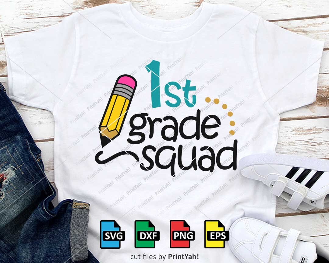First Grade Squad Svg, 1st Grade Svg, Back to School, Kids Svg, Teacher ...