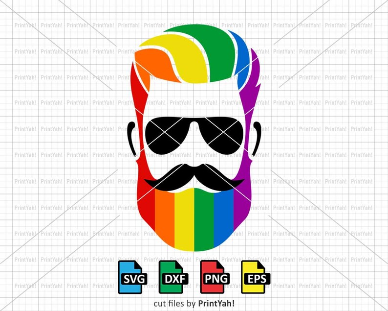 Beard Face Rainbow Pride Svg LGBT Svg LGBTQ Svg Gay Pride - Etsy Finland