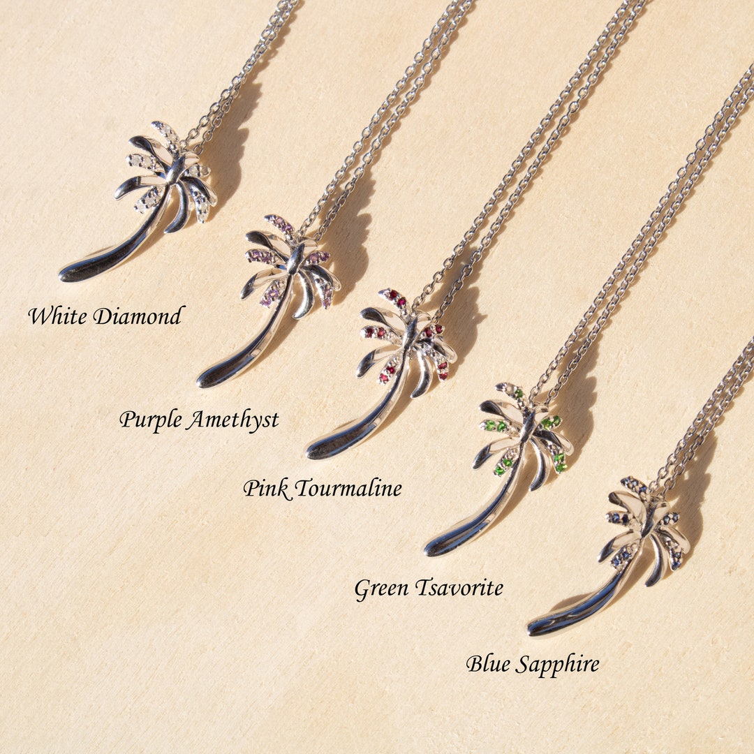 Tropical Palm Tree Necklace | Sterling Silver Palm Tree Necklace 18 ...