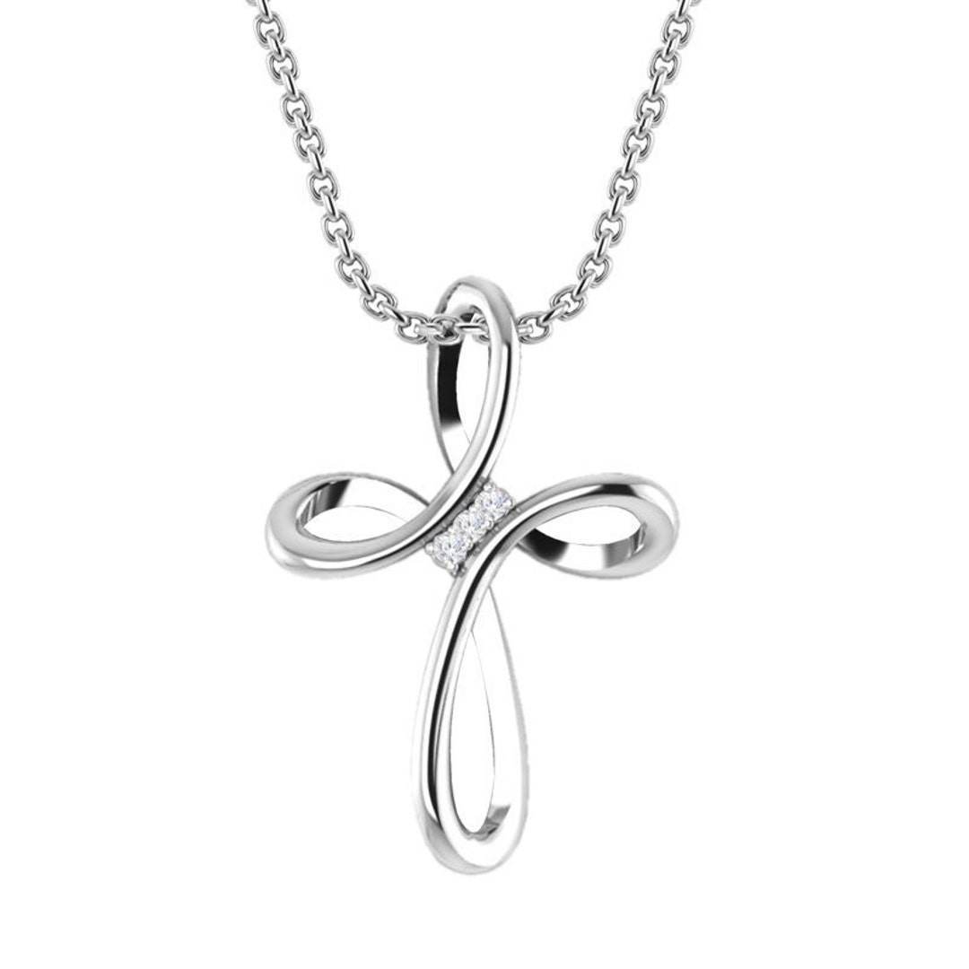 Sterling Silver Looped Cross Necklace Minimalist Cross Necklace With ...