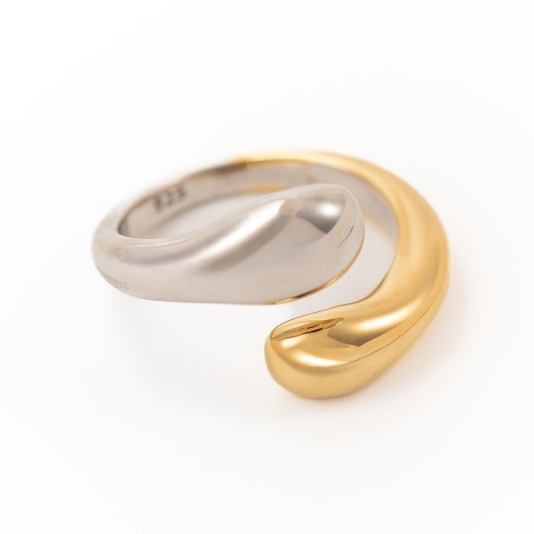 Two-tone Wrap Ring – 18k Gold Vermeil & Sterling Silver Chunky ...