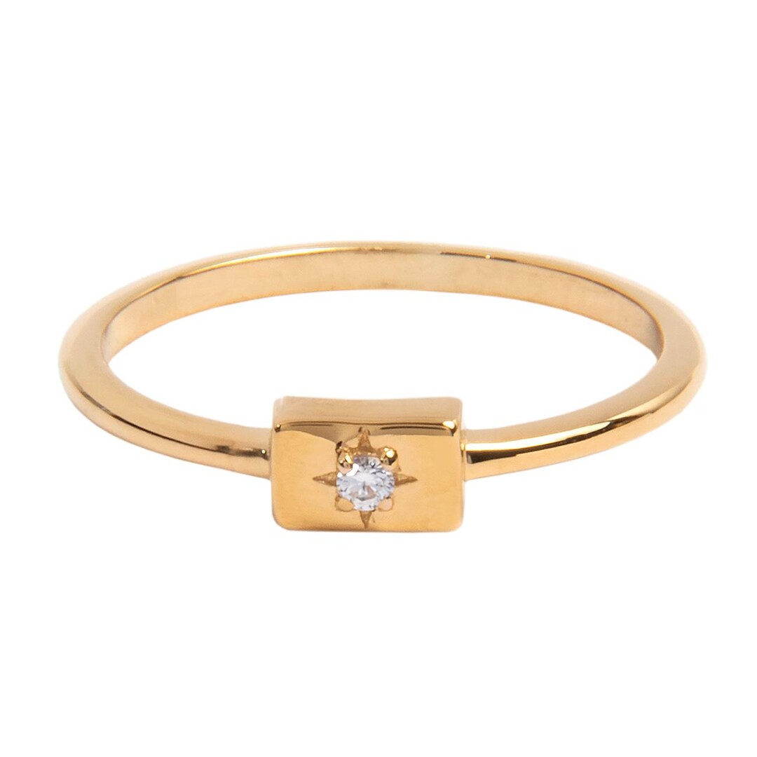 Gold Vermeil North Star Ring: Dainty Cubic Zirconia Sterling Silver - Etsy