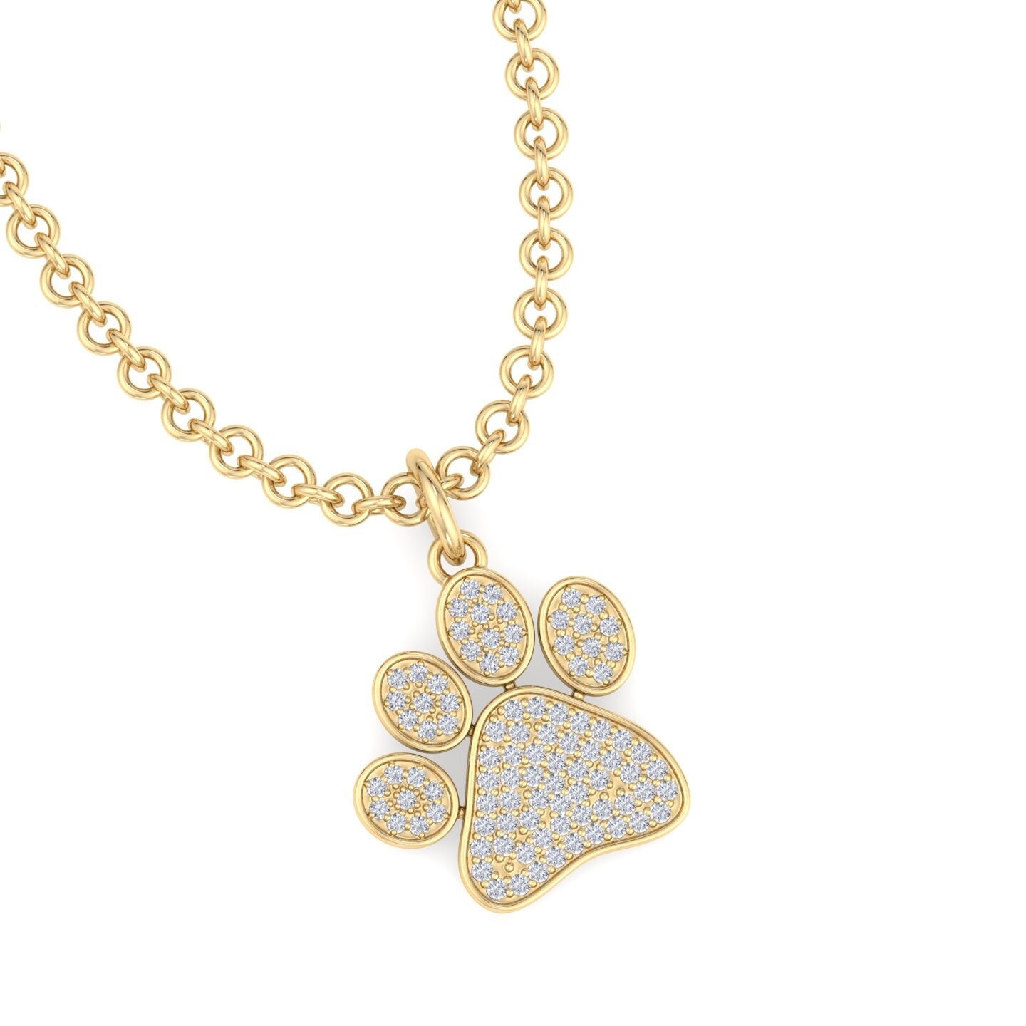 Dog Paw Chain Pendant Dog Paw Print Style Real Diamond - Etsy