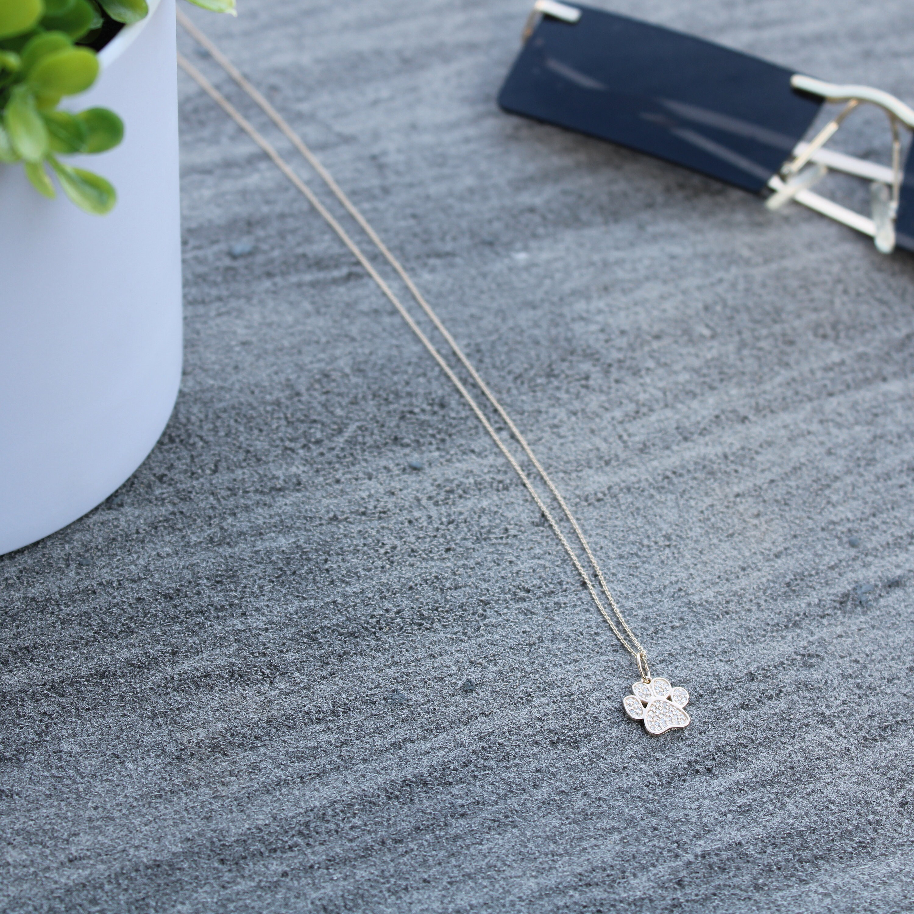 Dog Paw Chain Pendant Dog Paw Print Style Real Diamond - Etsy