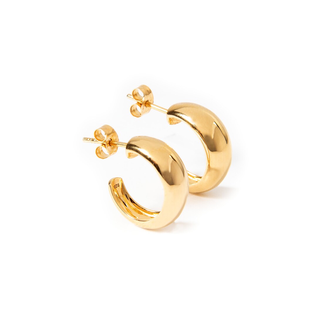Dome Shaped Everyday Hoops | Gold Vermeil Over Sterling Everyday Hoops ...
