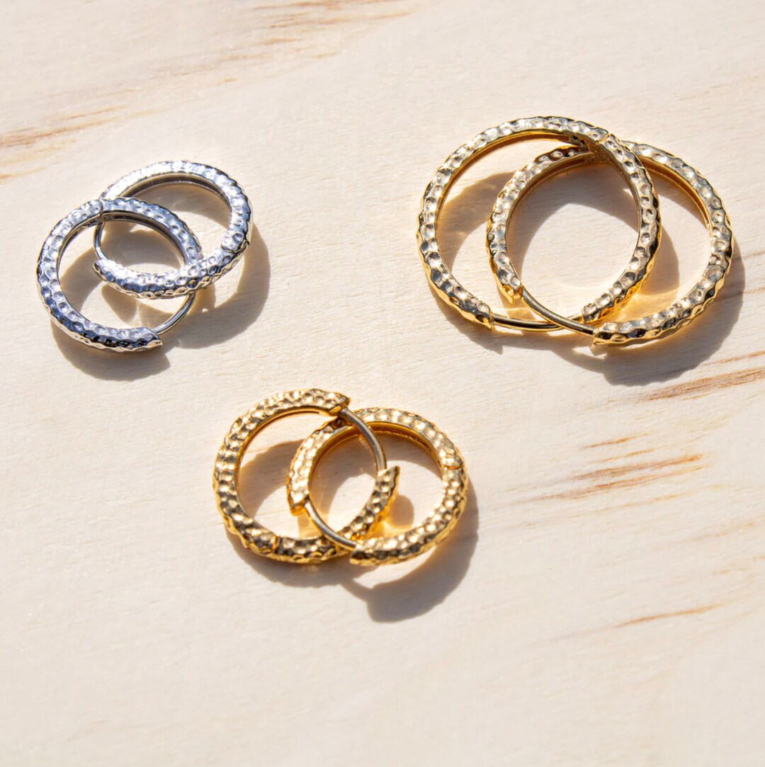 20mm and 15mm Endless Hoops in Sterling Silver 18k Gold - Etsy