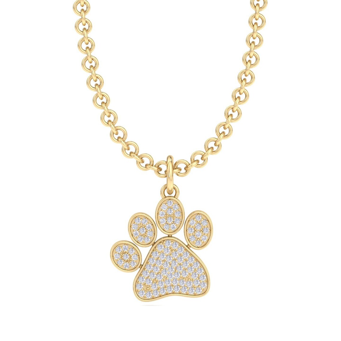 Dog Paw Chain Pendant Dog Paw Print Style Real Diamond - Etsy