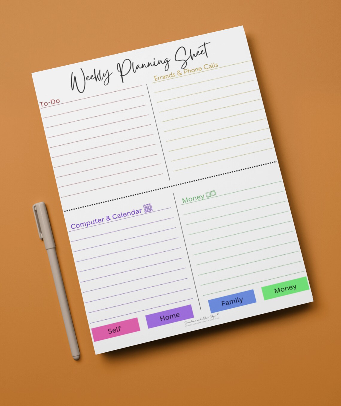 Weekly Planning Sheet Digital Download Tool for Intentional Living 8.5 ...