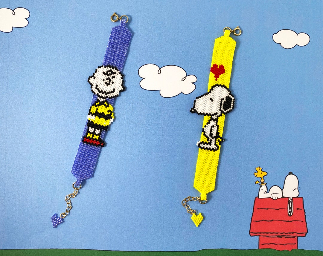 Handmade Beaded Snoopy and Charlie Brown Bracelets | Beaded Cartoon ...