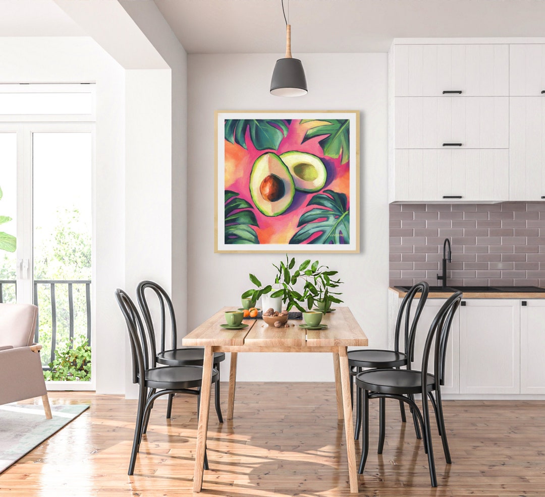 Avocado Art PRINT for Tropical Kitchen, Modern Pop Art Fruit Poster ...