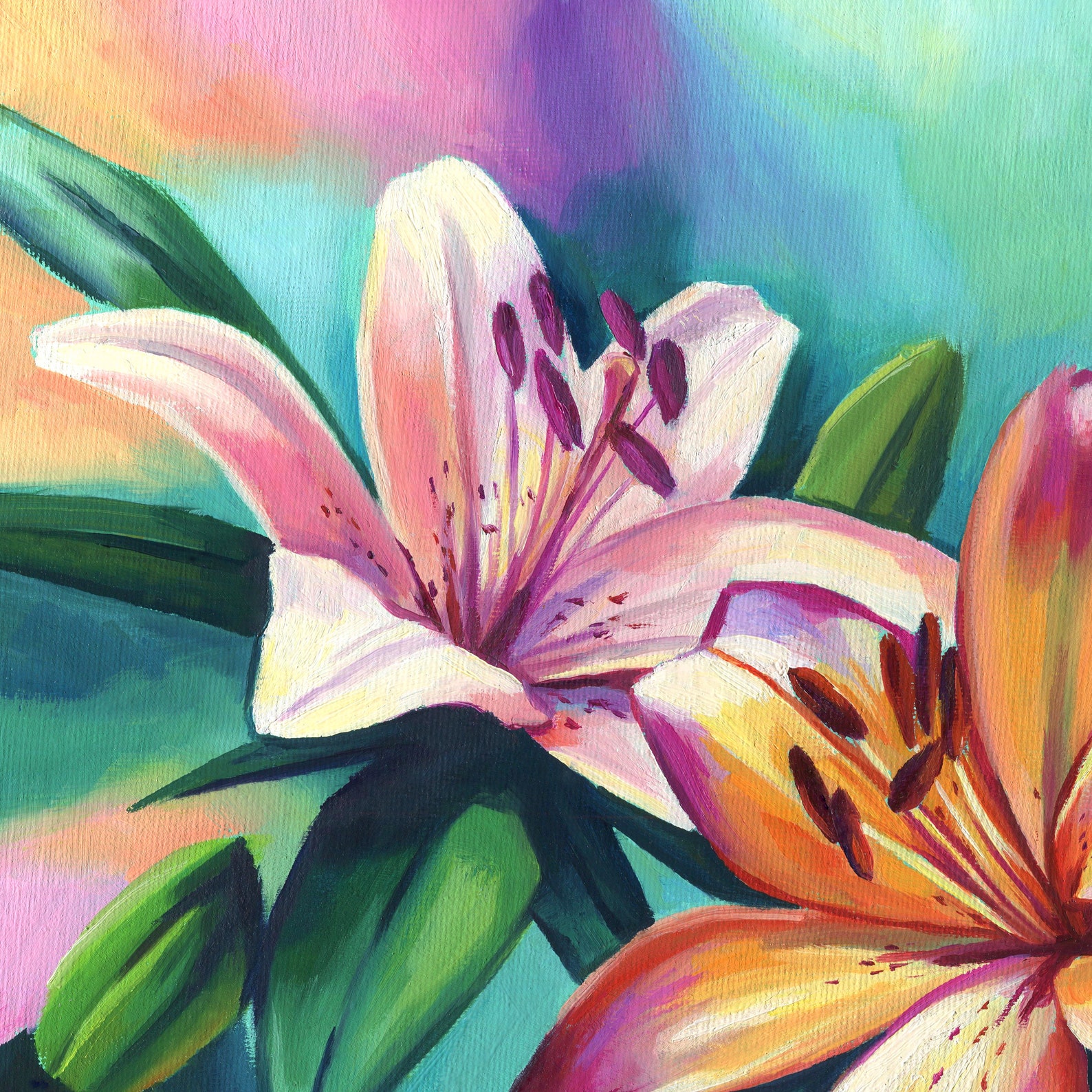 Bright Flowers Art PRINT Large Contemporary Floral Wall Art - Etsy