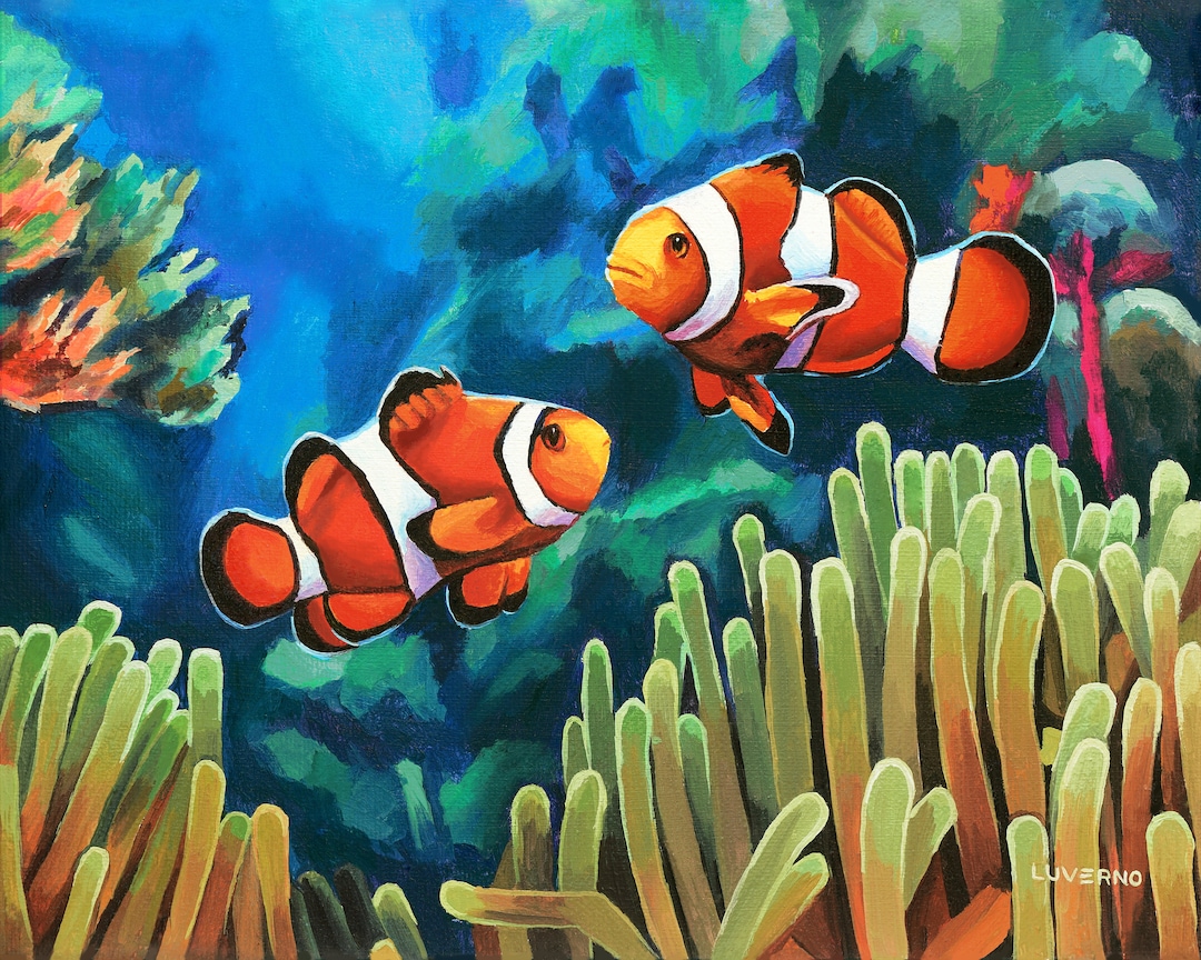 Tropical Clown Fish Art Print, Colorful Sea Life Print, Ocean Kids Wall ...