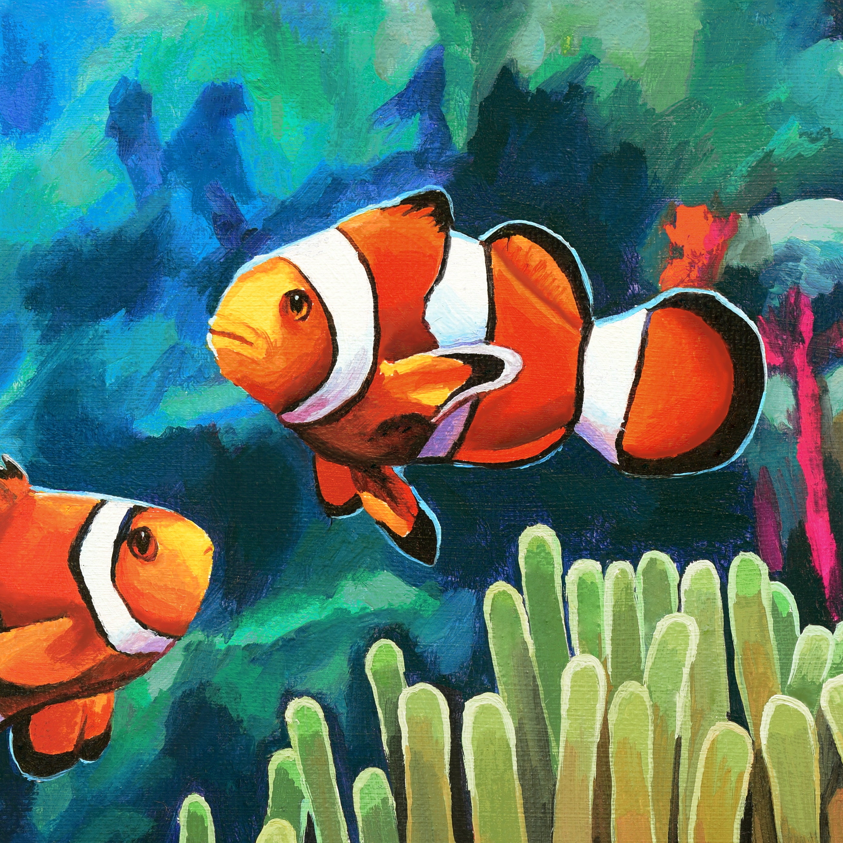 Tropical Clown Fish Art Print, Colorful Sea Life Print, Ocean Kids Wall ...