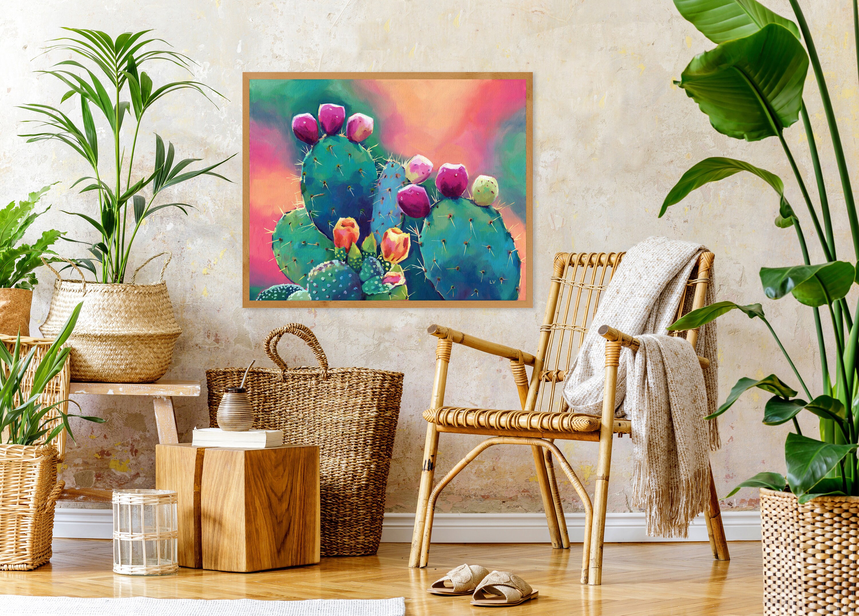 Cactus Oil Painting ORIGINAL, Modern Floral Artwork, Abstract Cactus ...