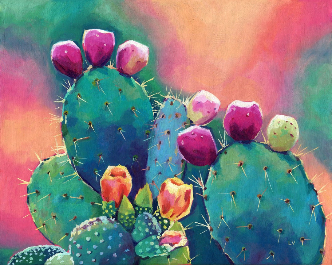 Cactus Oil Painting ORIGINAL, Modern Floral Artwork, Abstract Cactus ...