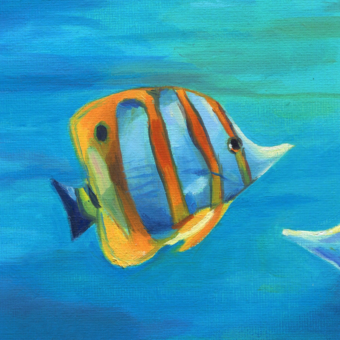 Tropical Fish Oil Painting Underwater Animal Painting on - Etsy