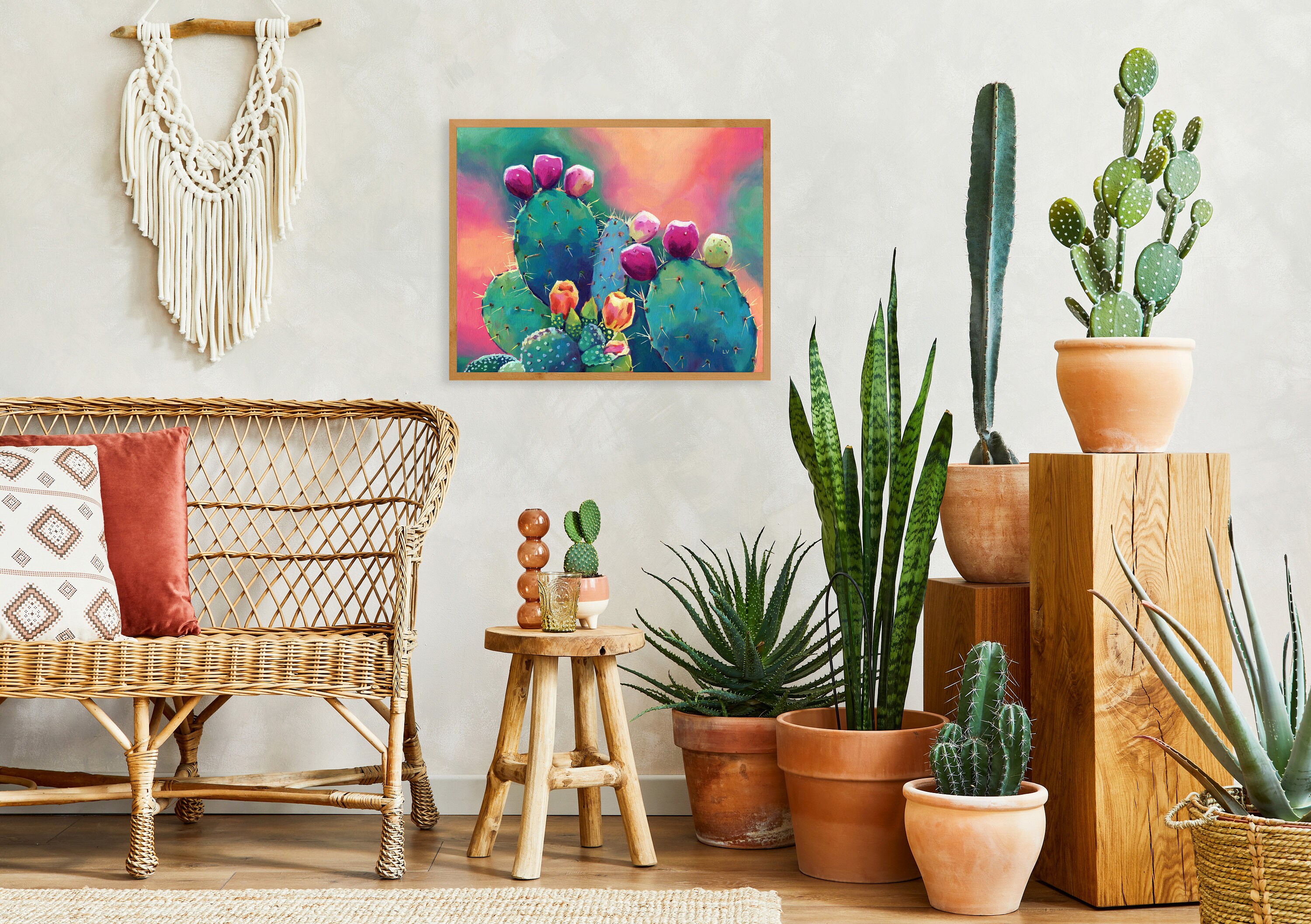 Cactus Oil Painting ORIGINAL Modern Floral Artwork Abstract - Etsy