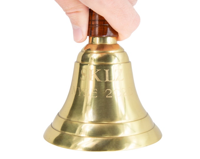 Vintage Early 1900s BRASS SCHOOL BELL, Wood Handle Teacher's Bell, Hand ...