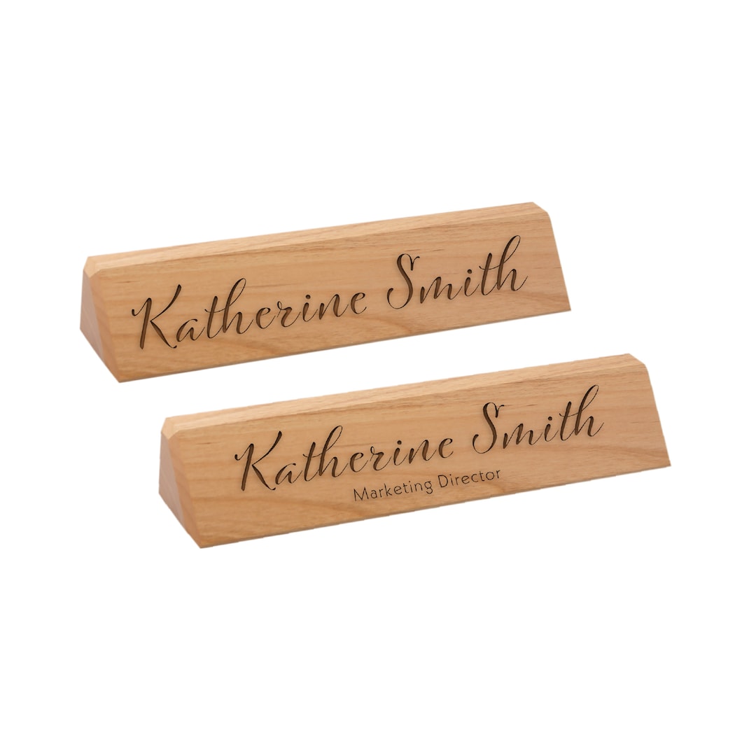 Desk Name Plate - Custom Engraved Name Sign - Modern Handwritten Desk ...