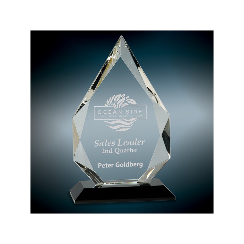10" Crystal Award Trophy - Crystal Glass Trophy - Personalized ...