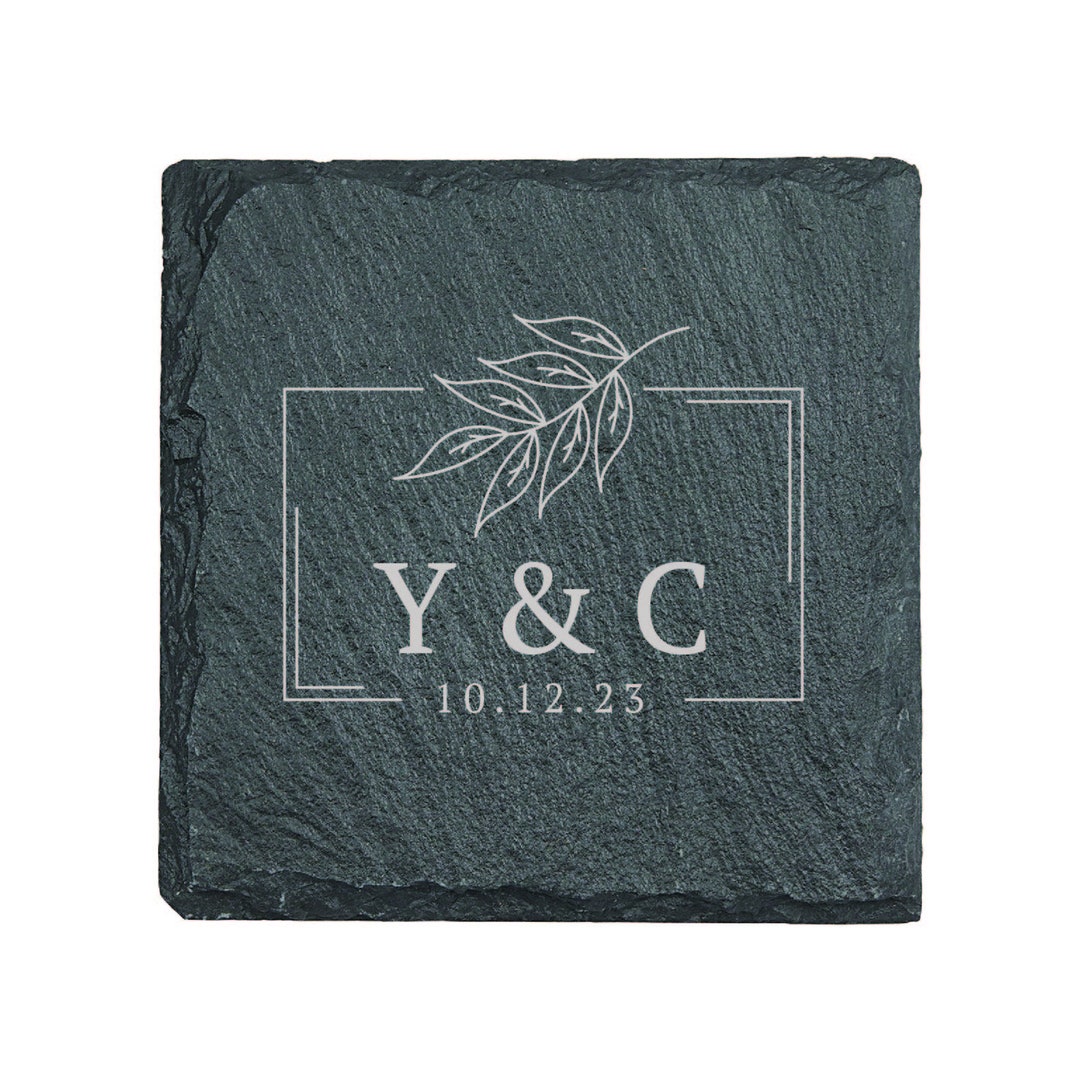 Drink Coasters Personalized Wedding Favor for Guests Engraved Stone ...