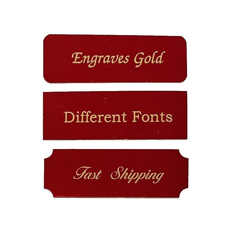 Red & Gold Metal Name Plate - Metal Name Sign - Picture Frame Plate ...